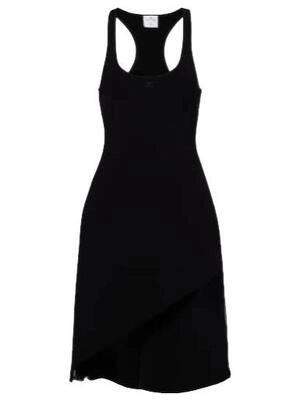 COURREGES Asymmetrical Crepe Minidress With Racerback - Black
