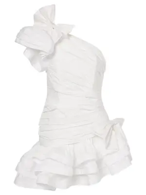 Alessandra Rich Ruffled Taffeta Mini Dress - White