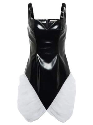 CHRISTOPHER KANE Tulle-trimmed Vinyl Minidress - Black