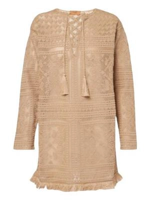 Alanui Lace Dress With Fringed Hem - Nude
