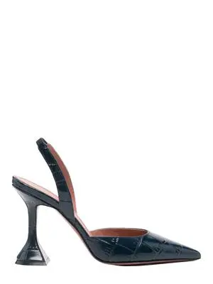 Amina Muaddi Pointed Toe High Heels - Navy