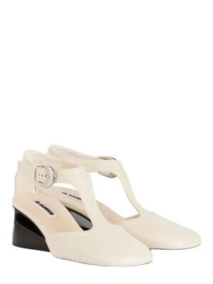 JIL SANDER Leather Mary Jane Pumps - Nude