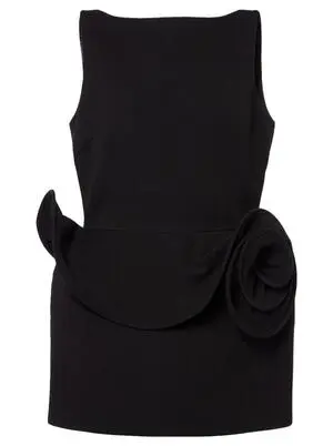 Magda Butrym Floral Appliqué Ruffled Mini Dress - Black