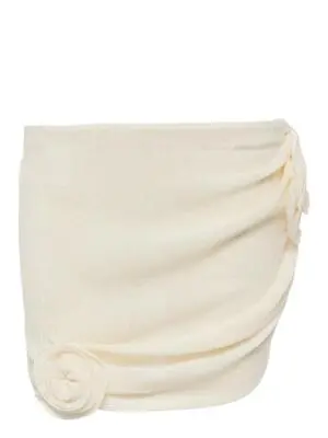 Magda Butrym Floral Appliqué Crepe Mini Skirt - White