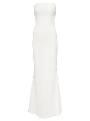 SAFIYAA LONDON Strapless Crepe Gown With Fishtail Hem - White