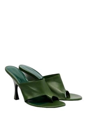 Magda Butrym Leather Thong Heeled Sandals - Green