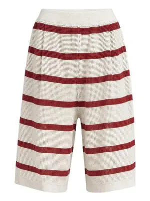 Brunello Cucinelli Striped Wide Leg Shorts - White