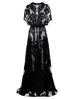 Norma Kamali Floral Lace Maxi Dress - Black