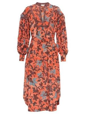 Ulla Johnson Printed Long Sleeve Dress - Red