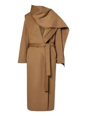 RÓHE Long Sleeve Coat With Scarf Detail - Brown
