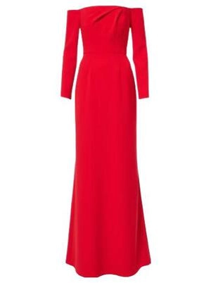 Carolina Herrera Off-shoulder Draped Crêpe Gown - Red