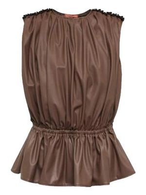 Altuzarra Sleeveless Faux Leather Peplum Top - Brown