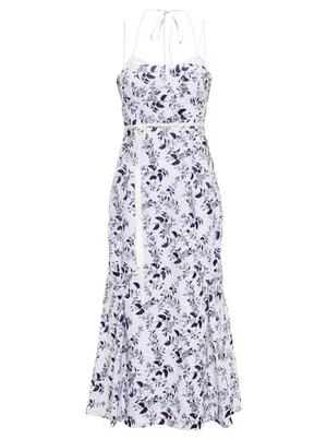 Erdem Embroidered Linen Midi Dress - White