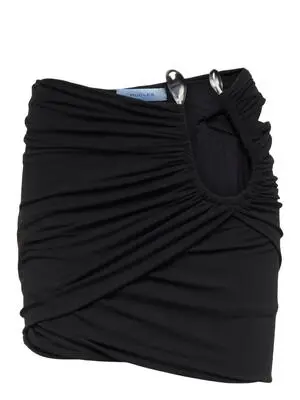 MUGLER Ring Detail Ruched Jersey Miniskirt - Black