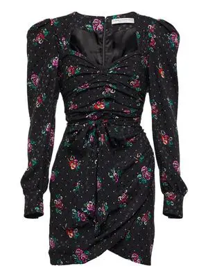 Alessandra Rich Floral Silk Minidress - Black