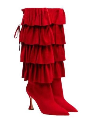Manolo Blahnik Suede Knee-high Boots - Red