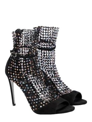 Rene Caovilla Galaxia Embellished Suede Sandals - Black