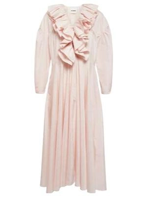 JIL SANDER Ruffle-trimmed Midi Dress - Pink
