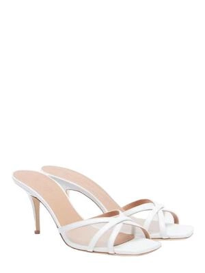 MALONE SOULIERS Perla 70 Leather And Mesh Mules - White