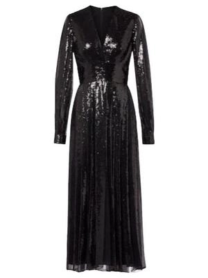 Elie Saab Sequined Tulle Maxi Dress - Black