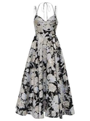 Erdem Rea Jacquard Fil Coupé Midi Dress - Gray