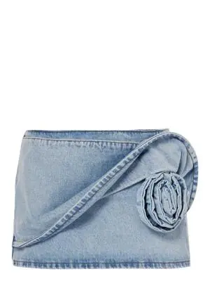 Magda Butrym Floral Appliqué Denim Miniskirt - Blue