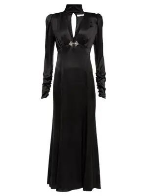 Alessandra Rich Embellished Silk Satin Gown - Black