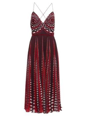 Altuzarra Oceanid Printed Pleated Midi Dress - Red