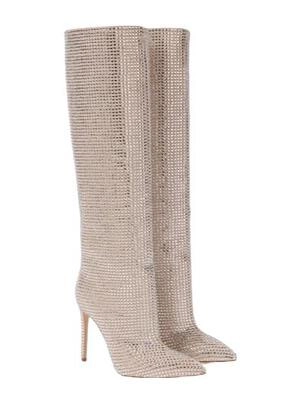 Paris Texas Embellished Suede Knee-high Boots - Nude