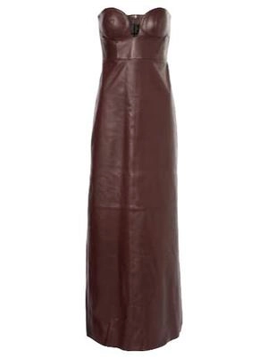 DODO BAR OR Dodo Bar Or Strapless Plunge Sweetheart Neck Leather Maxi Dress