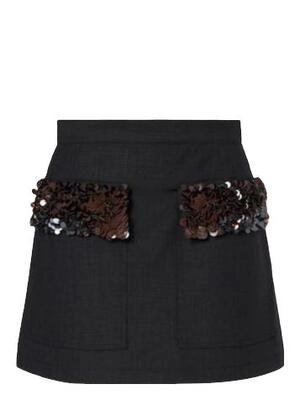 Plan C Sequined Wool-blend Miniskirt - Black