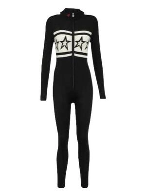 Perfect Moment Après Team Striped Wool Ski Suit - Black