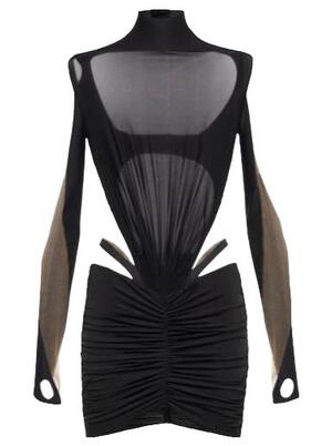 MUGLER Mugler Paneled High Neck Mini Dress