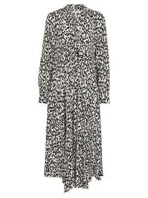 Dorothee Schumacher Long Sleeve Printed Draped Midi Dress - Gray