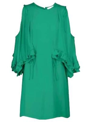 Dorothee Schumacher Long Sleeve Dress With Gathered Seams - Green
