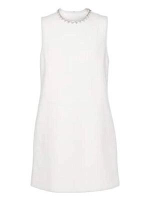 AREA Embellished Sleeveless Minidress With Crystal Heart Open Back - White
