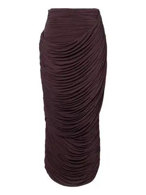 Magda Butrym Pleated Midi Skirt - Wine Red