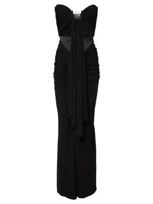 Christopher Esber Strapless Gown With Cutouts And Draping - Black