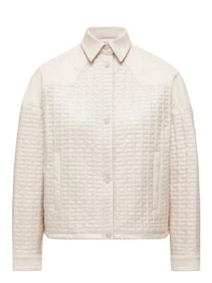 Moncler Long-sleeved Quilted Shirt Jacket With Drawstring Hem - Light Beige