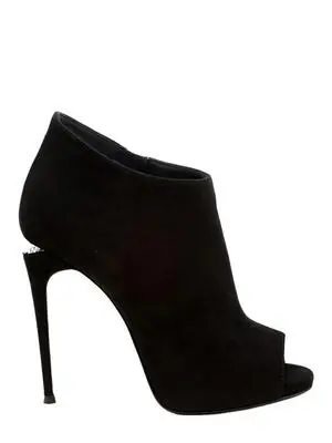 GIUSEPPE ZANOTTI Open Toe Side Zip Ankle Boots - Black
