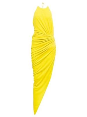Alexandre Vauthier Ruched Halterneck Midi Dress - Yellow
