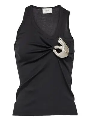 Coperni Embellished Ribbed Knit Vest - Black
