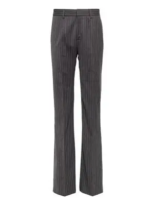 Alessandra Rich Pinstriped High-rise Straight Leg Pants - Dark Gray