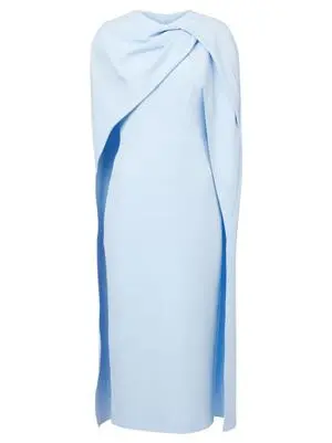 SAFIYAA LONDON Oria Caped Crêpe Cocktail Dress - Blue