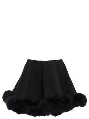 Magda Butrym Feather-trimmed Mini Skirt - Black