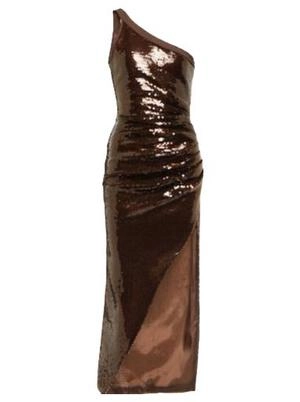 David Koma One-shoulder Sequin Midi Dress - Black