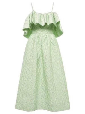 Monique Lhuillier Off-the-shoulder Textured Midi Dress - Green