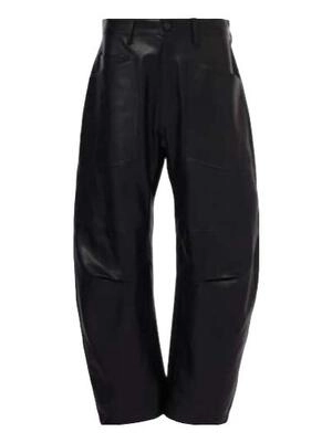 NILI LOTAN Shon Leather Barrel-leg Pants - Black