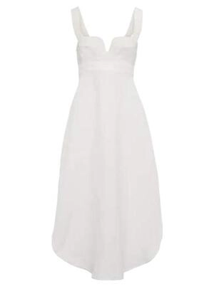 Stella McCartney Piped Asymmetrical Midi Dress - White