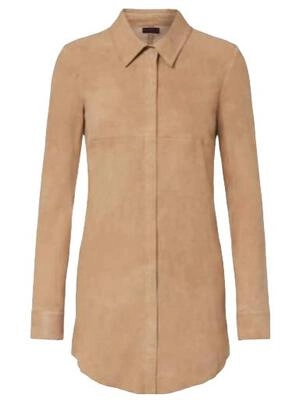 Stouls Geraldine Suede Shirt Dress - Nude